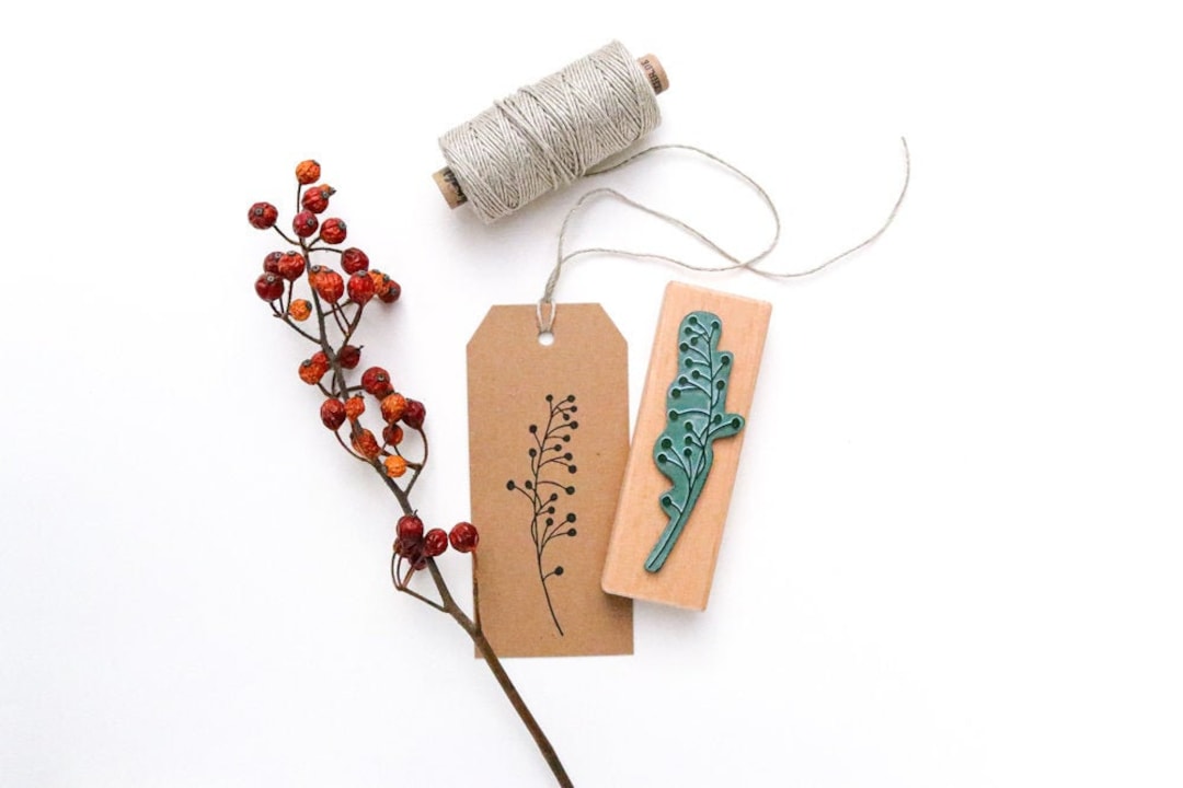 Rubber Stamp HAWTHORN, Botanical Stamp, Plant Stamp, Twig With Berries ...