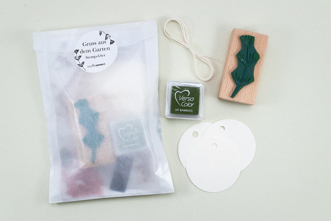 Stamp Set GARDEN GREETINGS, a Botanical Stamp With a Small Ink Pad ...