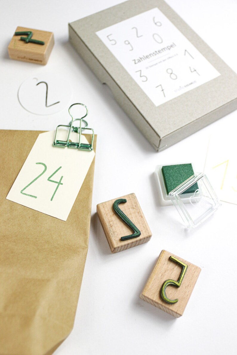 Stamp Set Numbers Handlettering Rubber Stamps in a Box - Etsy