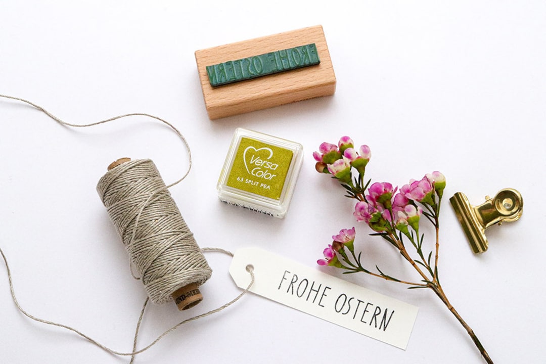 Stamp FROHE OSTERN, Spring Deco, Easter Stamp, Easter Greetings, Plant ...