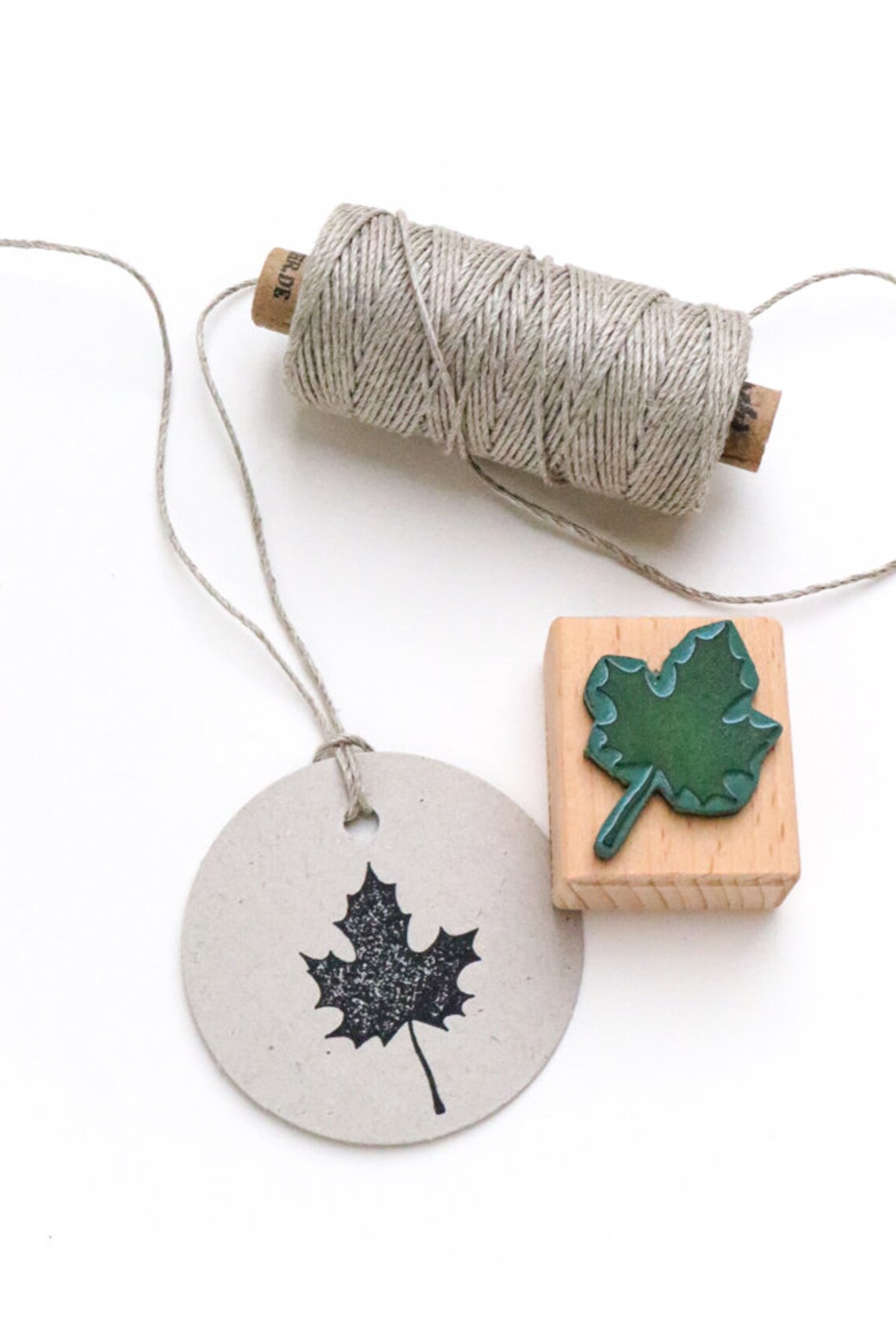 Rubber Stamp MAPLE LEAF Gift Tag Stamp Christmas Stamp | Etsy