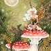 Fairy Art Watercolor Print Mushrooms in Autumn Fantasy - Etsy