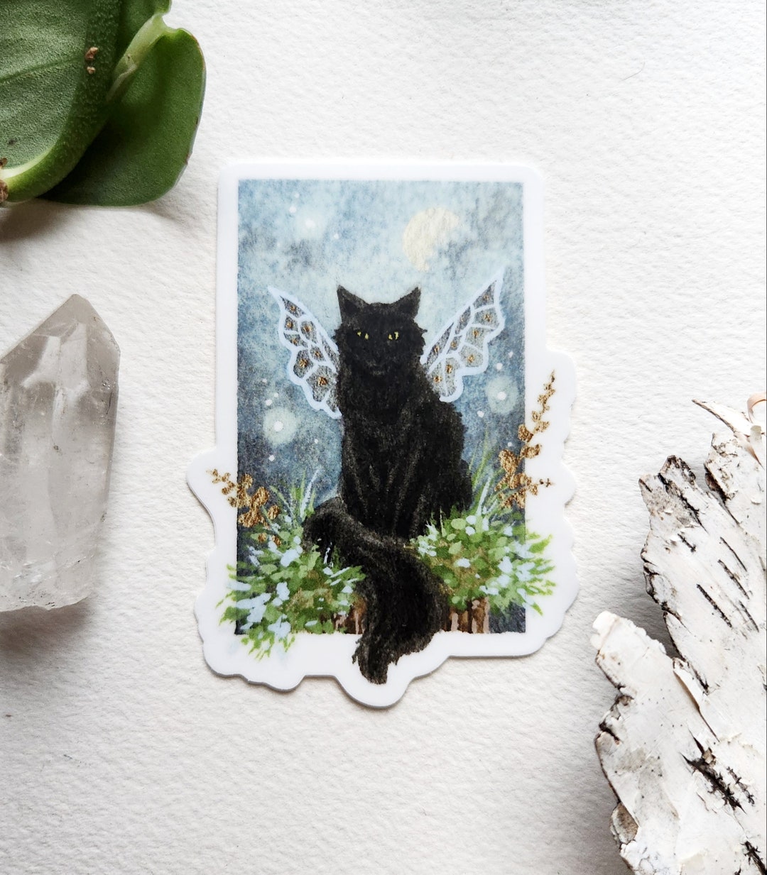 Cat Art Sticker - Fairy Kitty - Fantasy Art. Whimsical Art. - Etsy