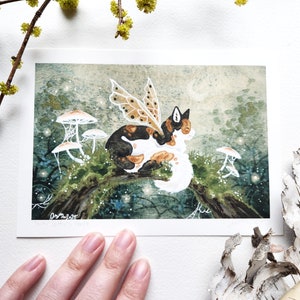 Cat Art Print - Fairy Kitty's Perch - Fantasy Art. Whimsical Art ...