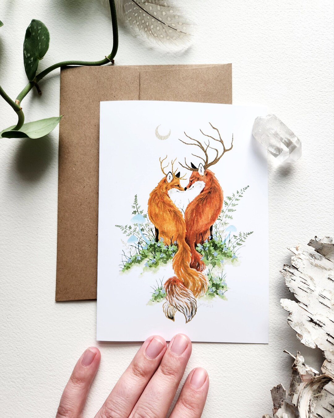 Fox Note Card - Vulpine Love - Blank - A6 - Valentine's Day. Whimsical ...