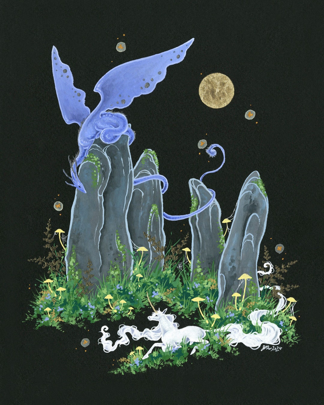 Fantasy Art Watercolor Print - Spring of Ethereal Friendship - Fantasy ...