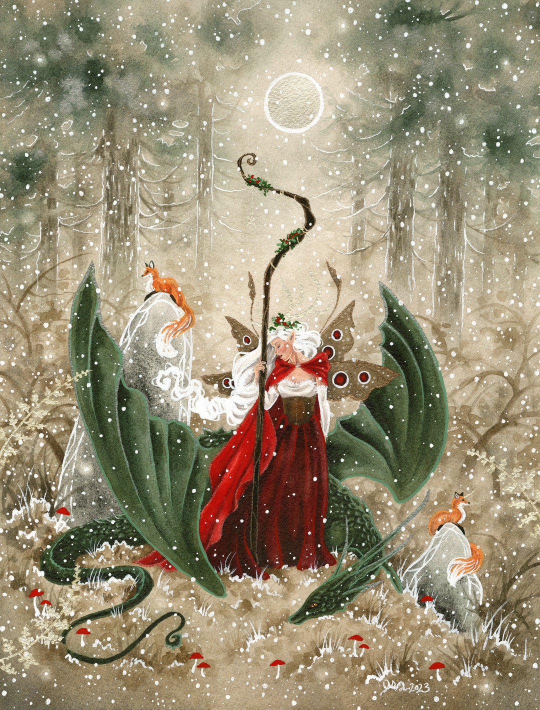Fairy Art Watercolor Print - Lady Solstice, Winter Fantasy - Etsy