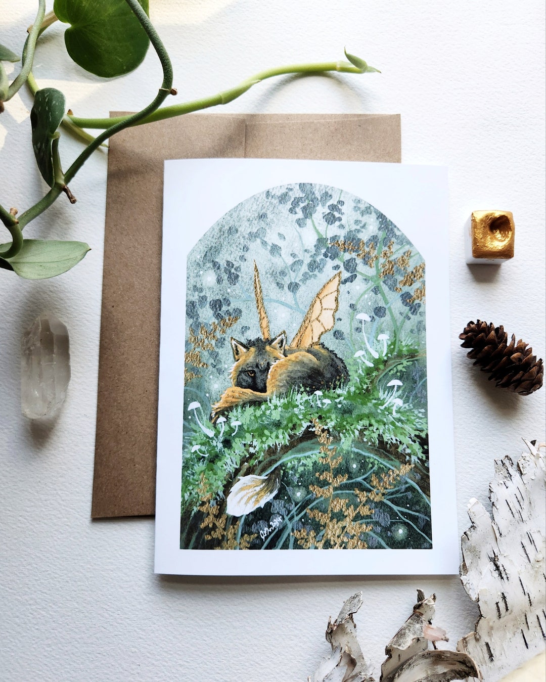 Fox Note Card Hidden Whimsy Blank A6 Whimsical Art. Watercolor Art. - Etsy