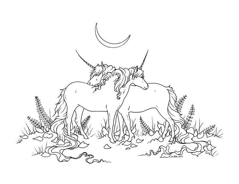 Unicorn Art Downloadable Coloring Page Fantasy Art. Cute. - Etsy