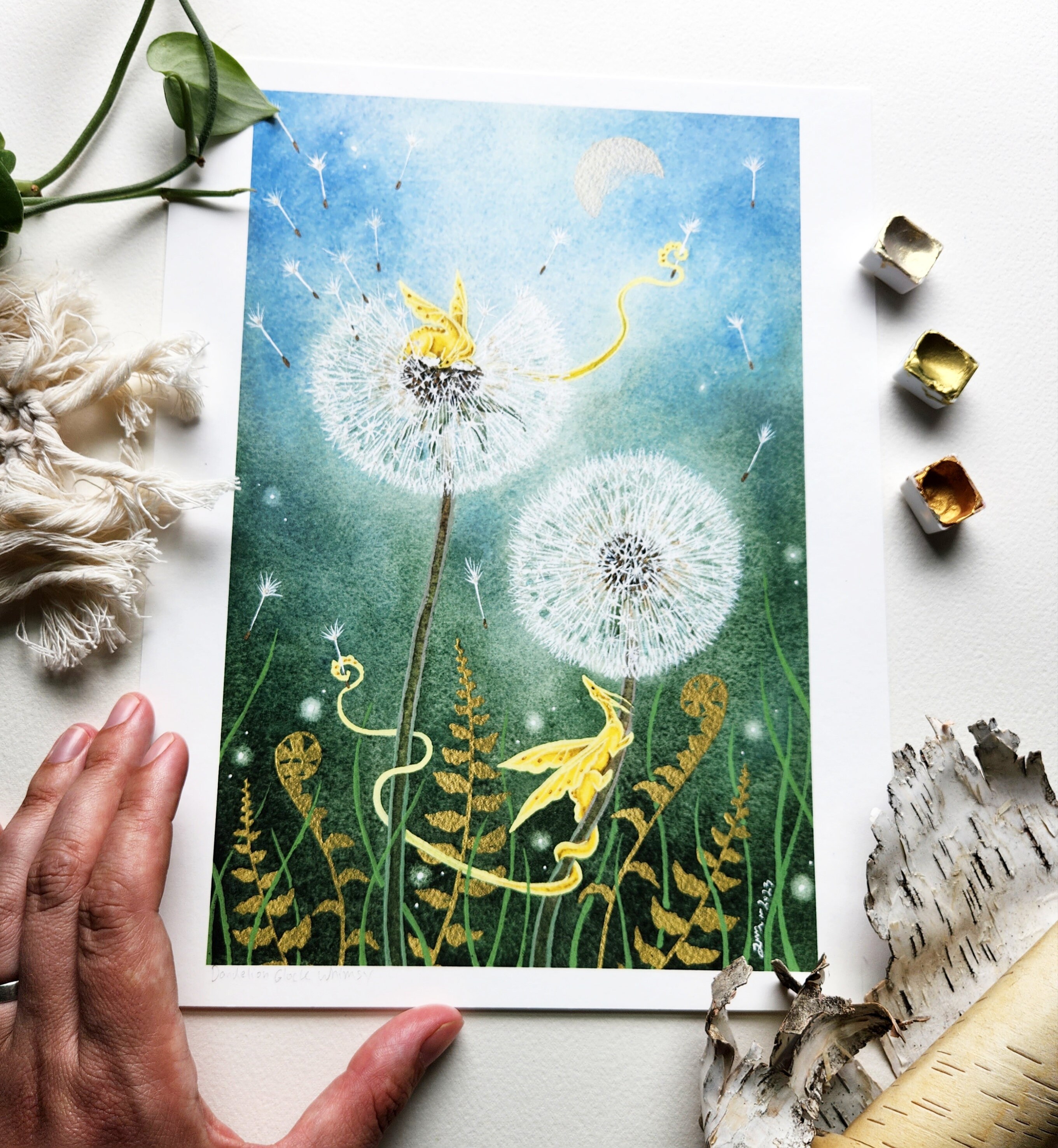 Dragon Art Print – Dandelion Clock Whimsy, Fantasy Illustration - Etsy