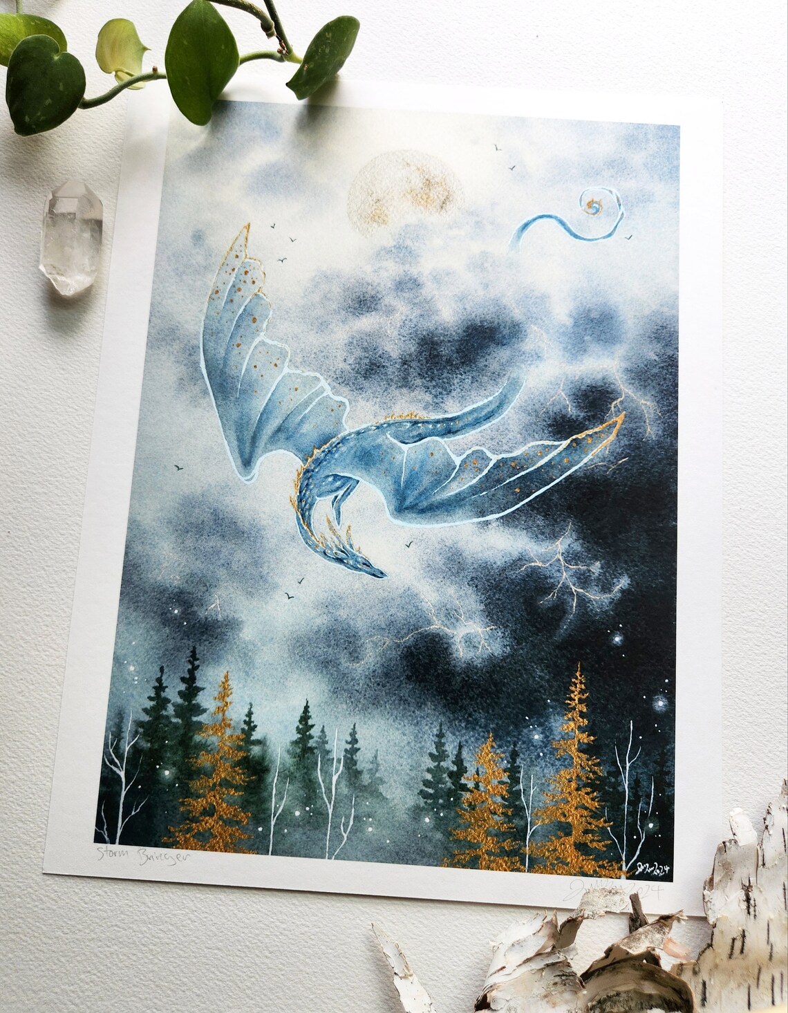 Dragon Art Print - Storm Bringer - Fantasy Art. Watercolor Art ...