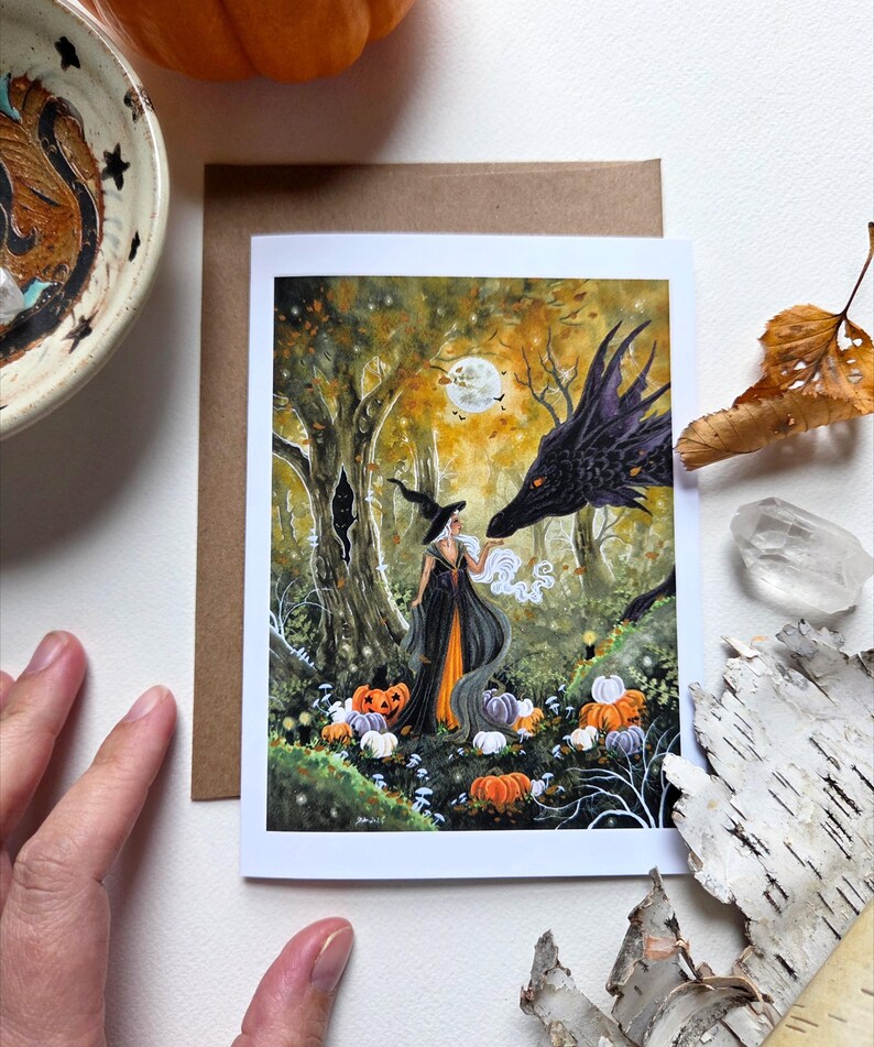 Witch Art Note Card - Hello Witch - Blank - A6 Size - Whimsical Art ...