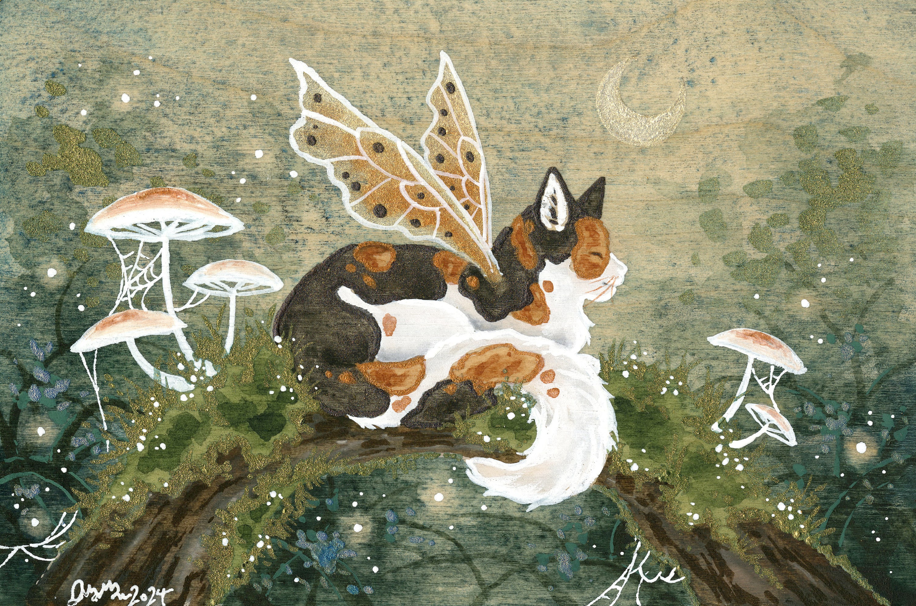 Cat Art Print - Fairy Kitty's Perch - Fantasy Art. Whimsical Art ...