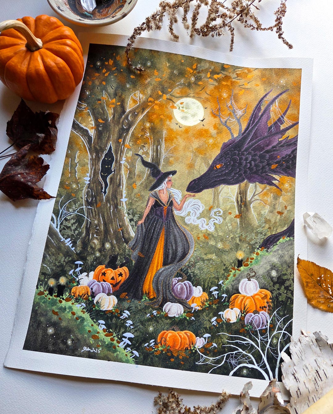 Witch Art Watercolor Painting - Hello Witch - Fantasy Art. Whimsical ...