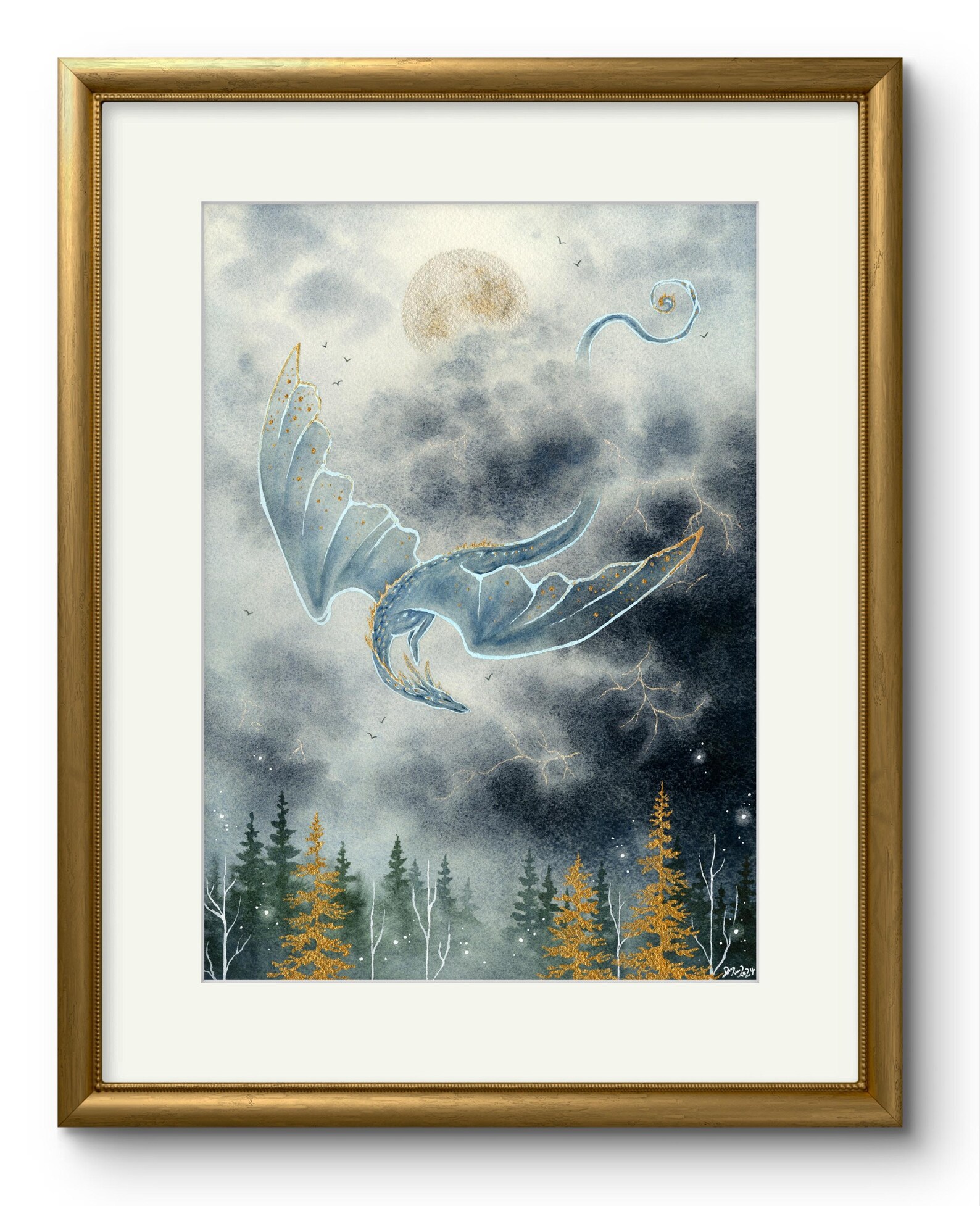 Dragon Art Print - Storm Bringer - Fantasy Art. Watercolor Art ...