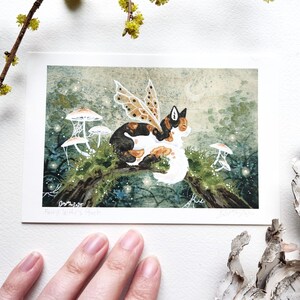 Cat Art Print - Fairy Kitty's Perch - Fantasy Art. Whimsical Art ...