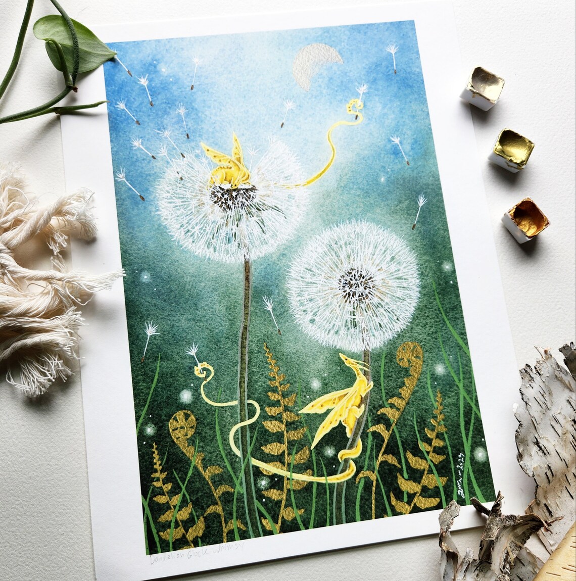 Dragon Art Print – Dandelion Clock Whimsy, Fantasy Illustration - Etsy