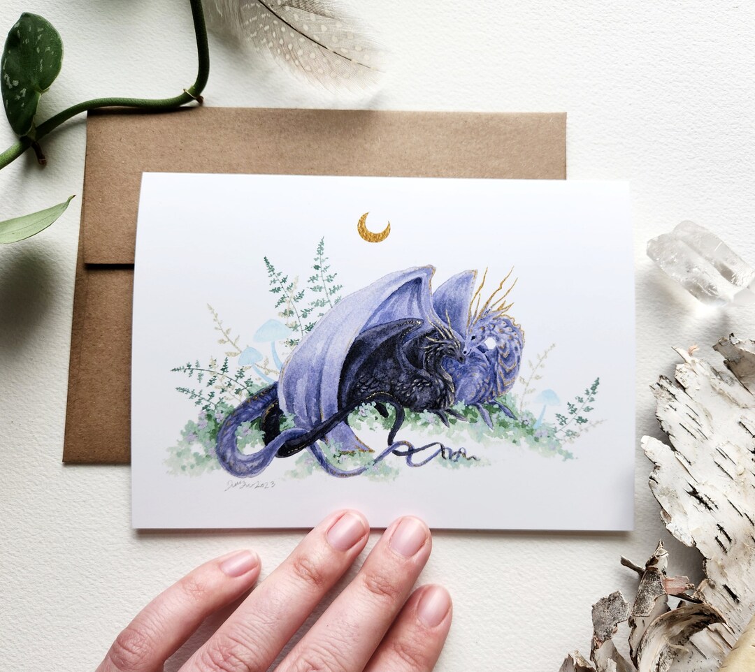 Dragon Note Card - Whimsical Love - Blank - A6 - Valentine's Day ...