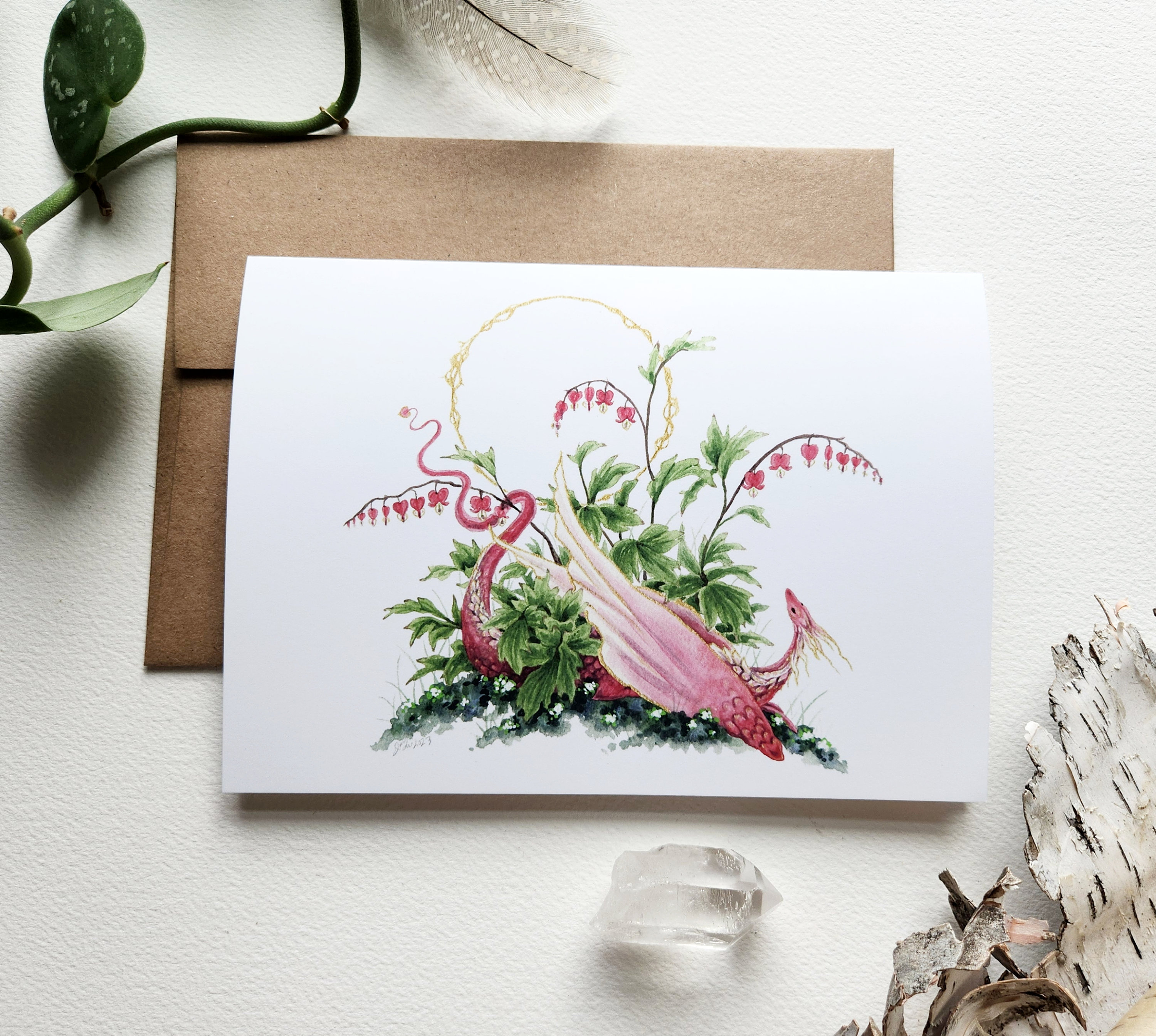 Dragon Note Card - Bleeding Heart Dragon - Blank - A6 - Valentine's Day ...