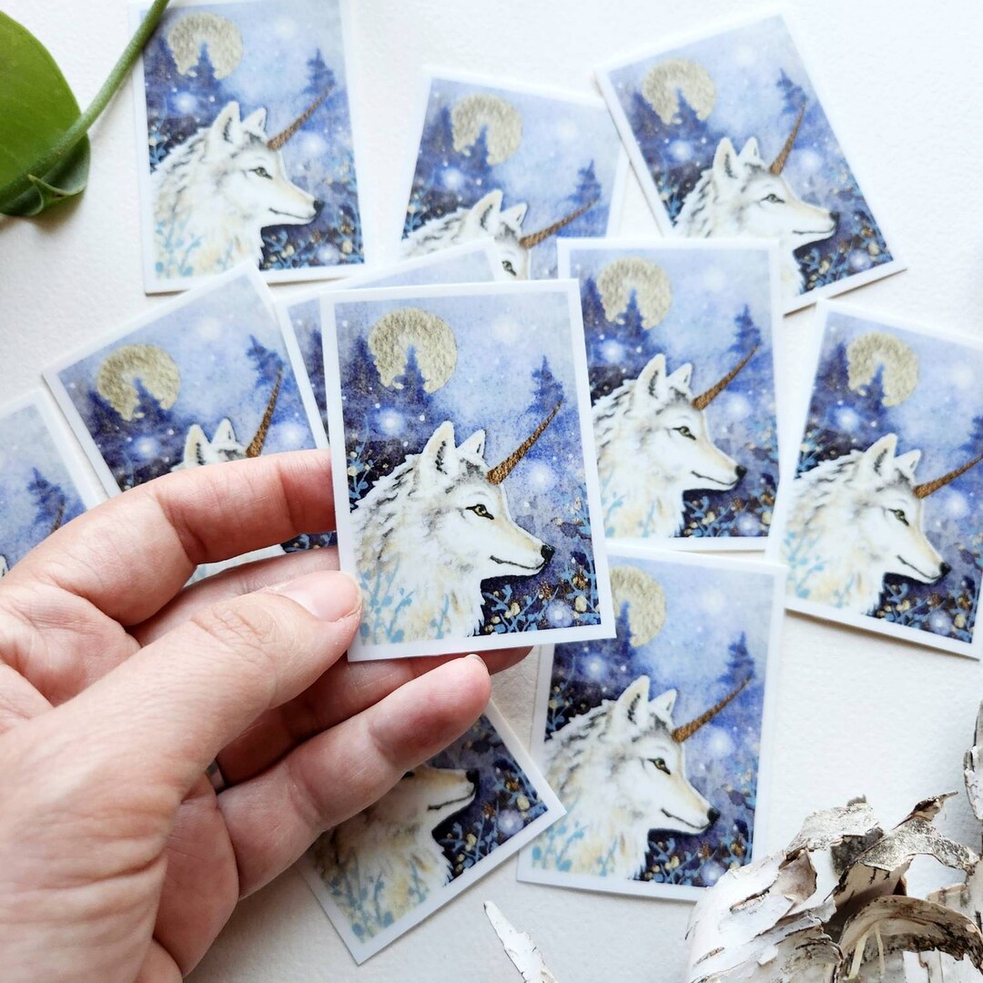 Wolf Art Sticker - Wolf Portrait - Fantasy Art. Whimsical. Illustration ...