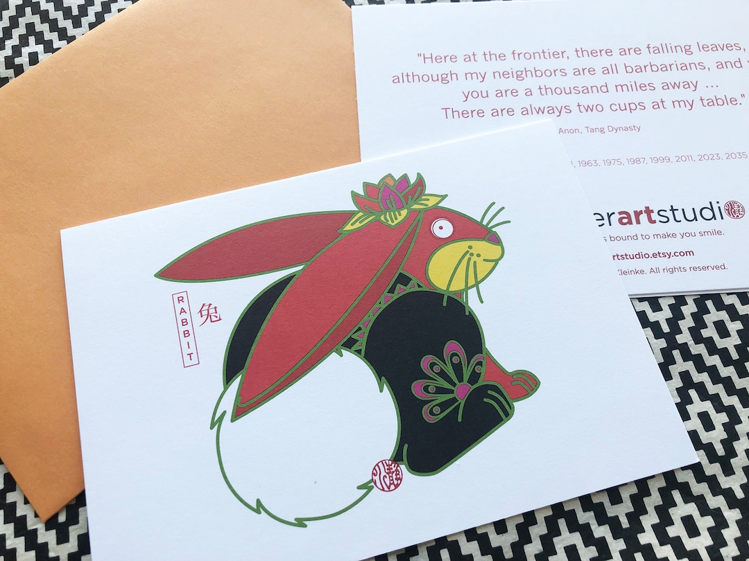 Rabbit Chinese New Year Card - Lunar New Year - Birth Year - Rabbit ...