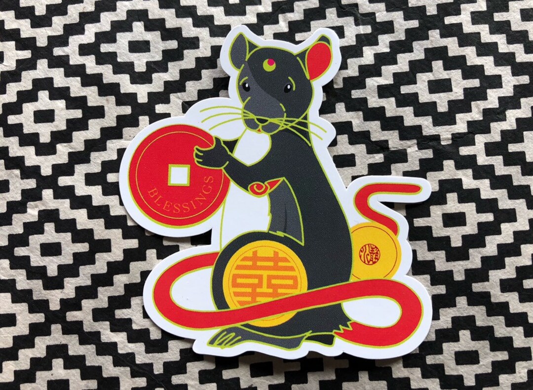 Year of the Rat Sticker - Happy Glossy Diecut Vinyl Sticker - Etsy