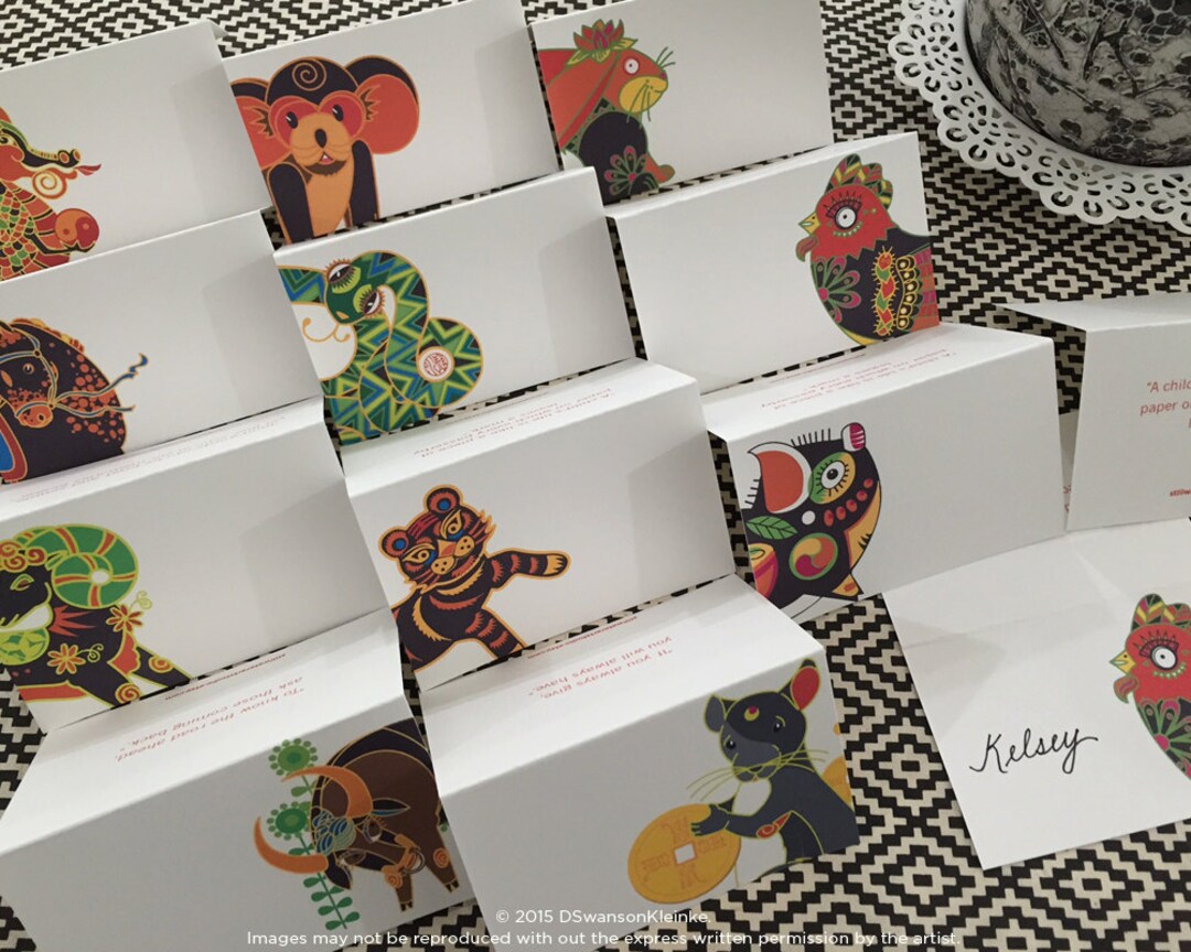 Zodiac Animals Placecards - Chinese New Year Animals - Etsy