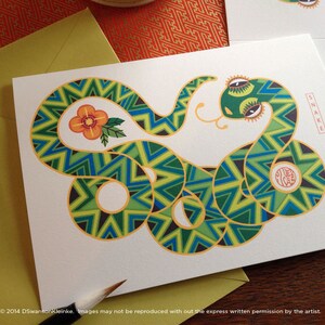 Snake Chinese New Year Card - Lunar New Year Card - Green Snake ...