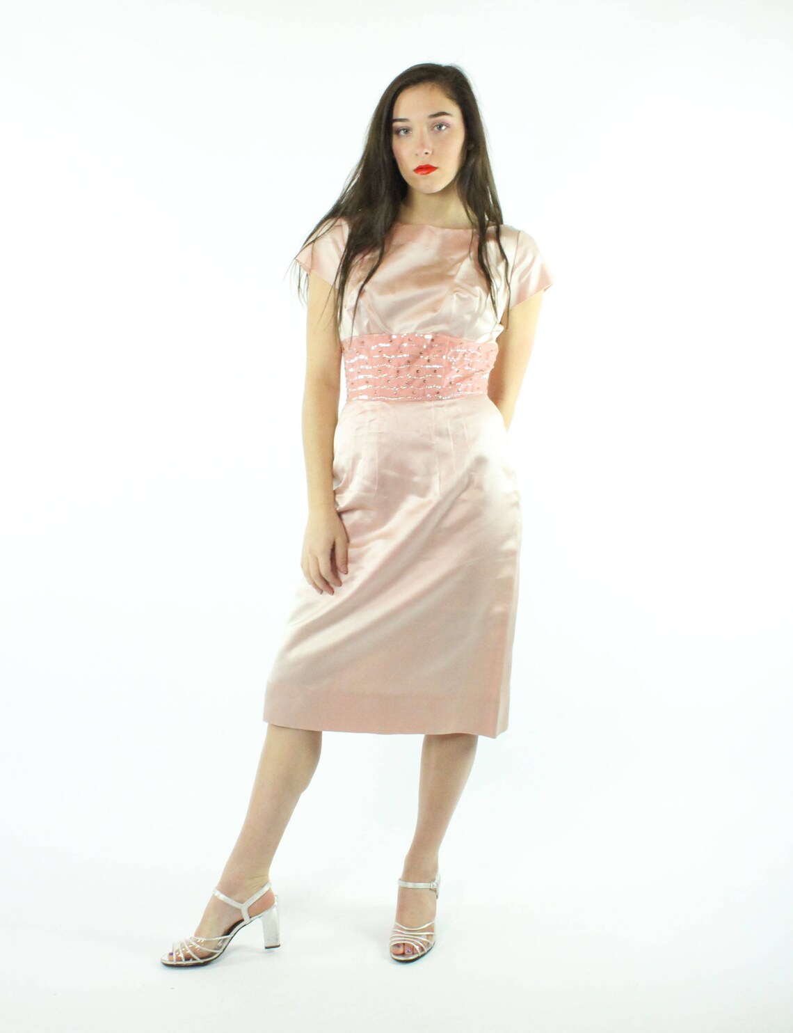 60's Pink Wiggle Dress Small S - Etsy