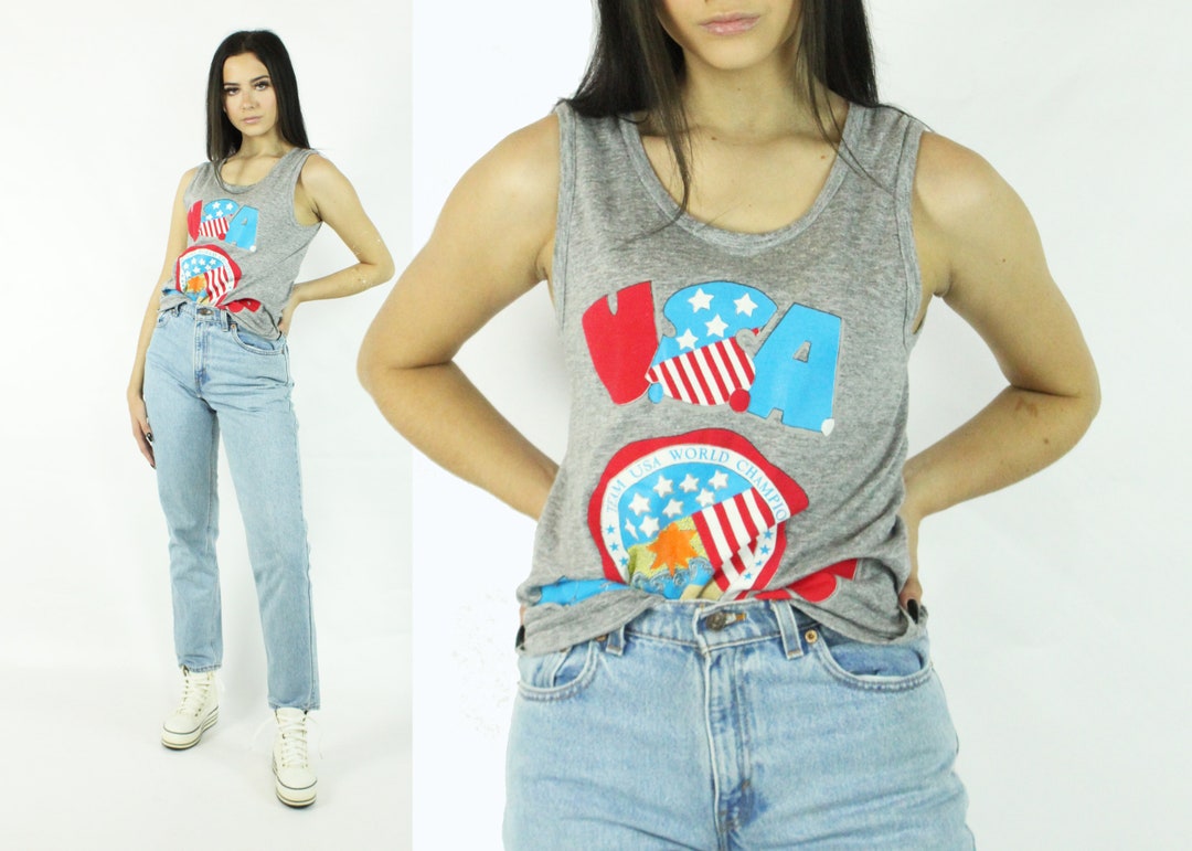 80's Gray Tank Top Medium M - Etsy