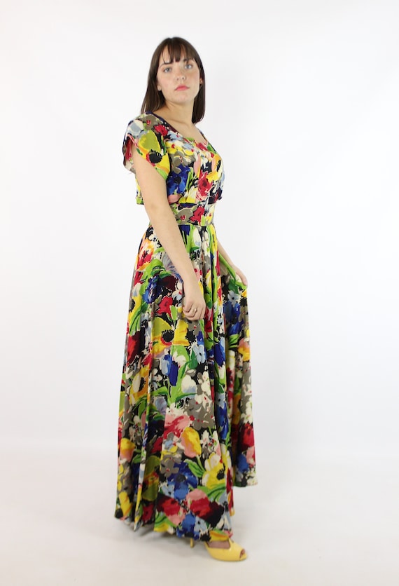 40's Ceil Chapman Floral Dress Earliest Label Medium M - Gem