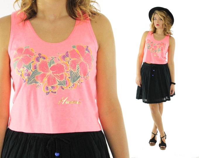 Vintage 80s Tank Top NOS Coral Knit Sleeveless Shirt Floral - Etsy