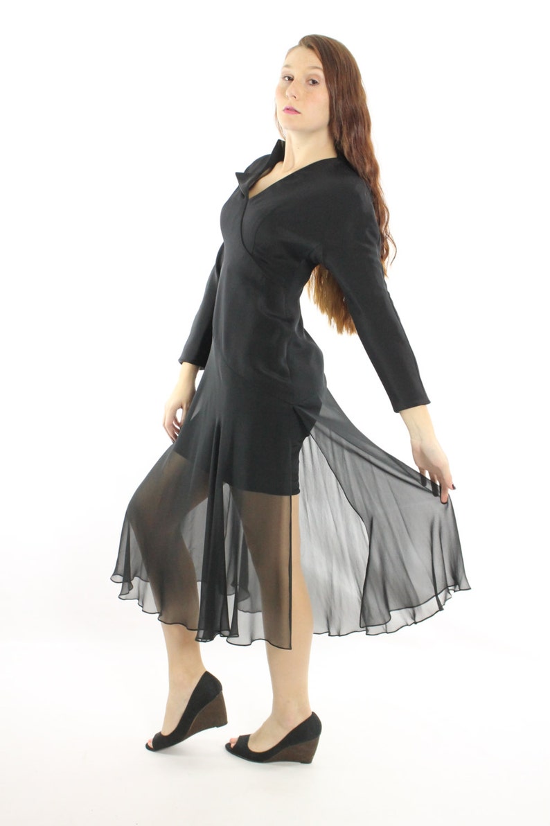 Vintage 90s PILAR ROSSI Cocktail Gown Long Sleeve Black Silk | Etsy