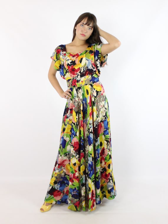 40's Ceil Chapman Floral Dress Earliest Label Medium M - Gem