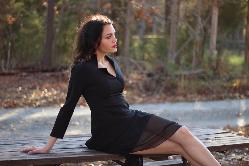 Vintage 90s PILAR ROSSI Cocktail Gown Long Sleeve Black Silk - Etsy