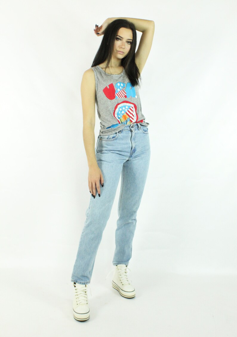 80's Gray Tank Top Medium M - Etsy