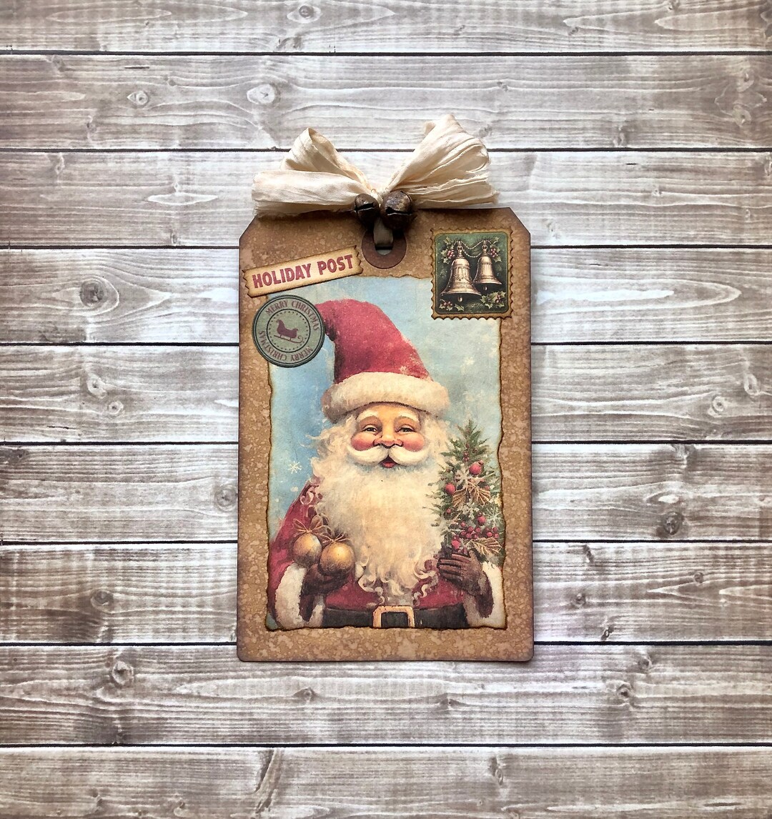Merry Christmas Holiday Post From Santa Gift Tag Ornament,handmade Junk ...