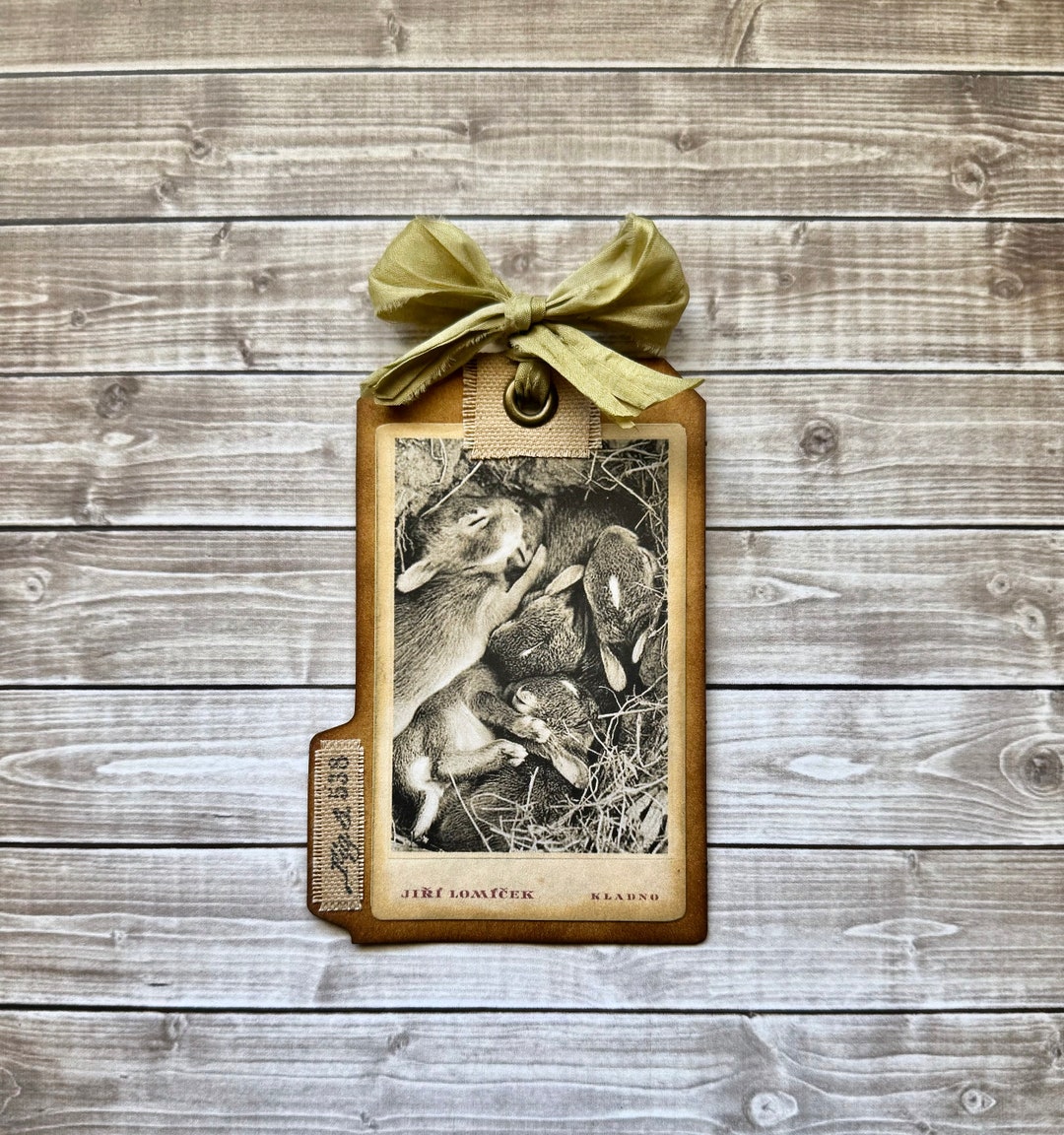 Sweet Baby Bunnies Cuddled Together Little Rabbits Mixed Media Junk ...