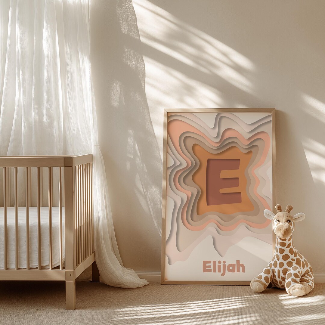 Custom Initial Print, Baby Girl Name Poster, Personalized Initial Name ...