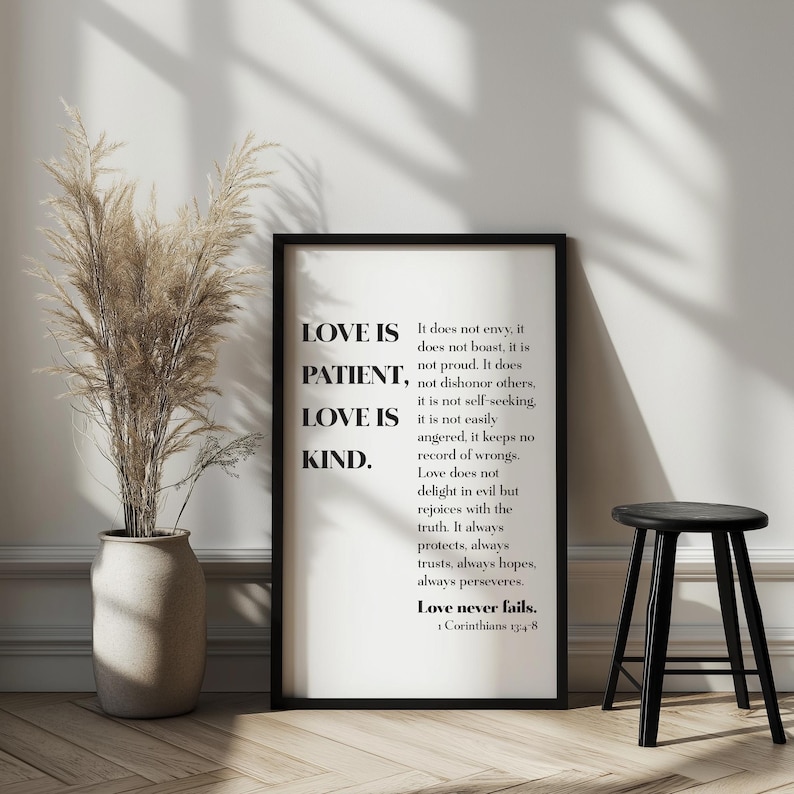 1 Corinthians 13:4-8, Love Wall Art, Bible Verse Wall Art, Love is ...