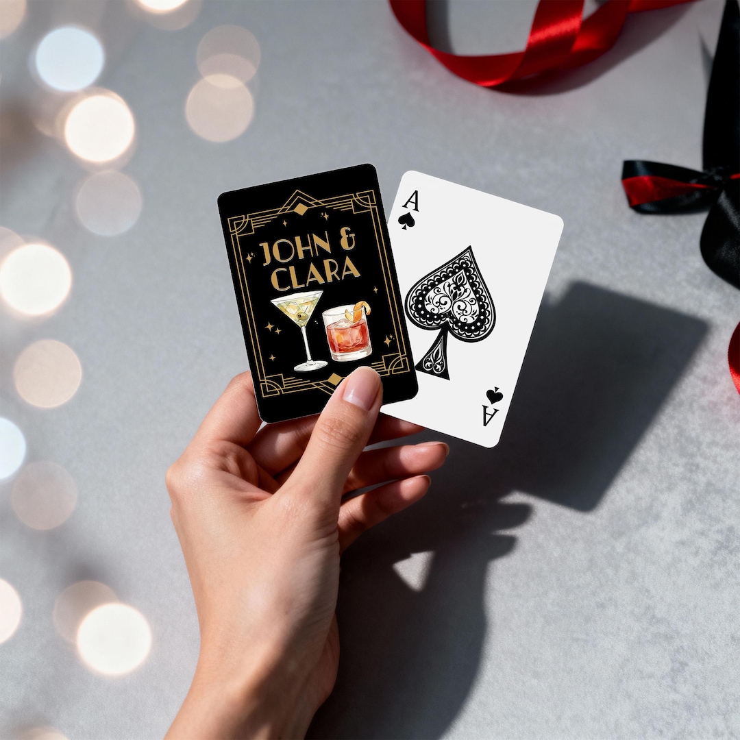 Personalized Cocktail Poker Playing Cards | Custom Names, Art Deco ...
