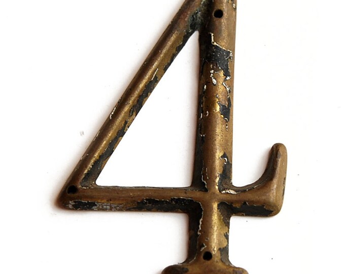 Vintage Antique Brass House Number 4, Four (SINGLE) 948-4 - Etsy