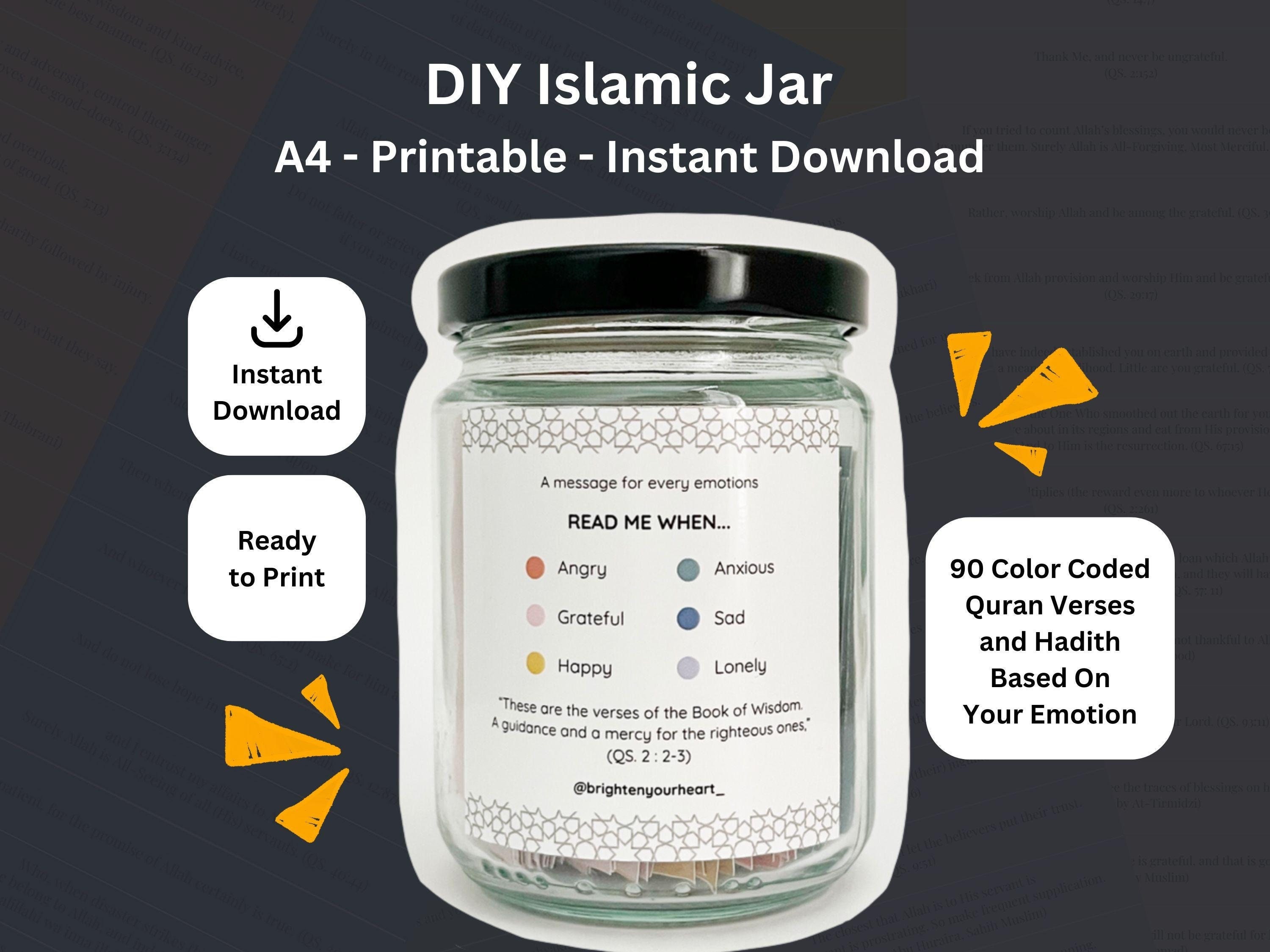 DIY Printable Islamic Jar | Quarnic Jar | Eid Gift | Ramadan Gift ...