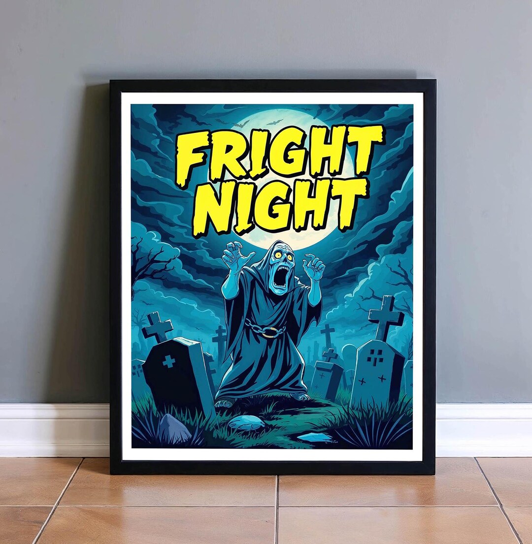 Retro Horror Art Poster 'fright Night'. Horror Art. Cartoon Horror Art ...