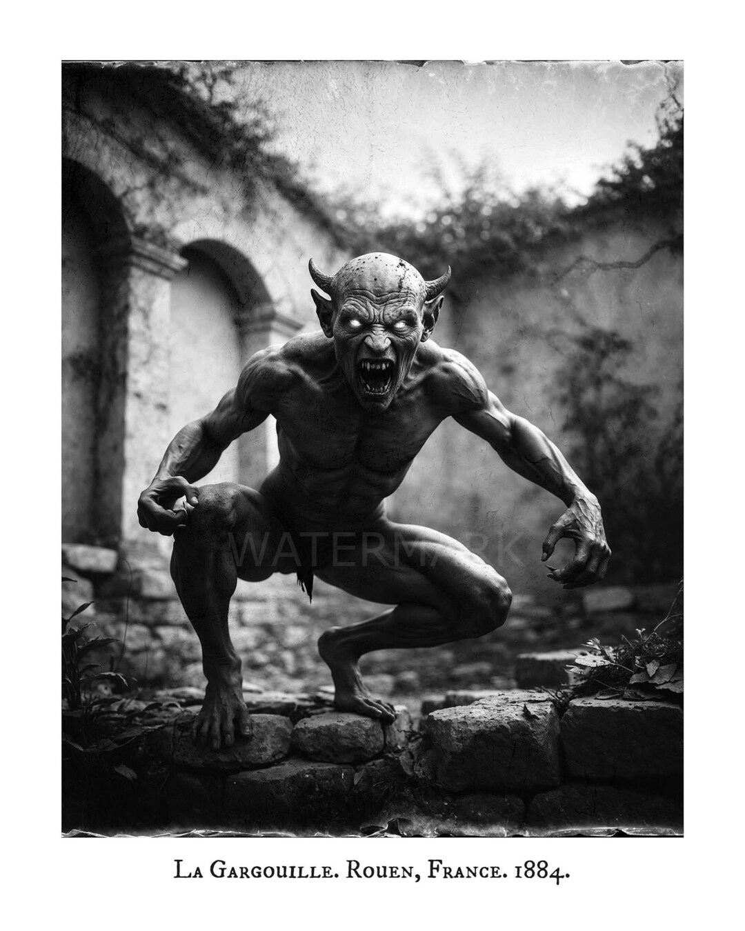 Gargoyle, Horror, Vintage, Digital Art, Downloadable Art, Printable Art ...