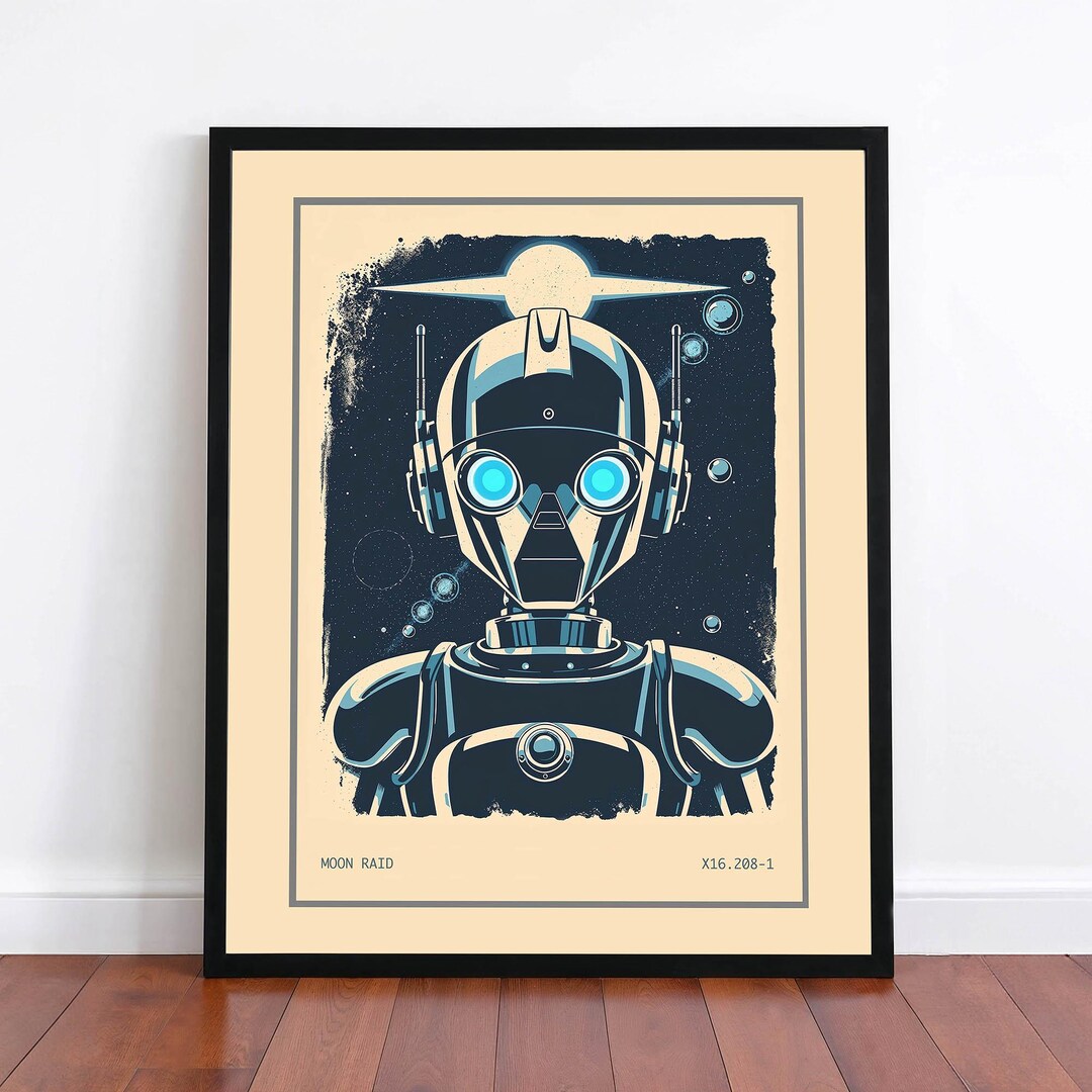 Retro Sci-fi Art Poster. 'moon Raid' - Etsy