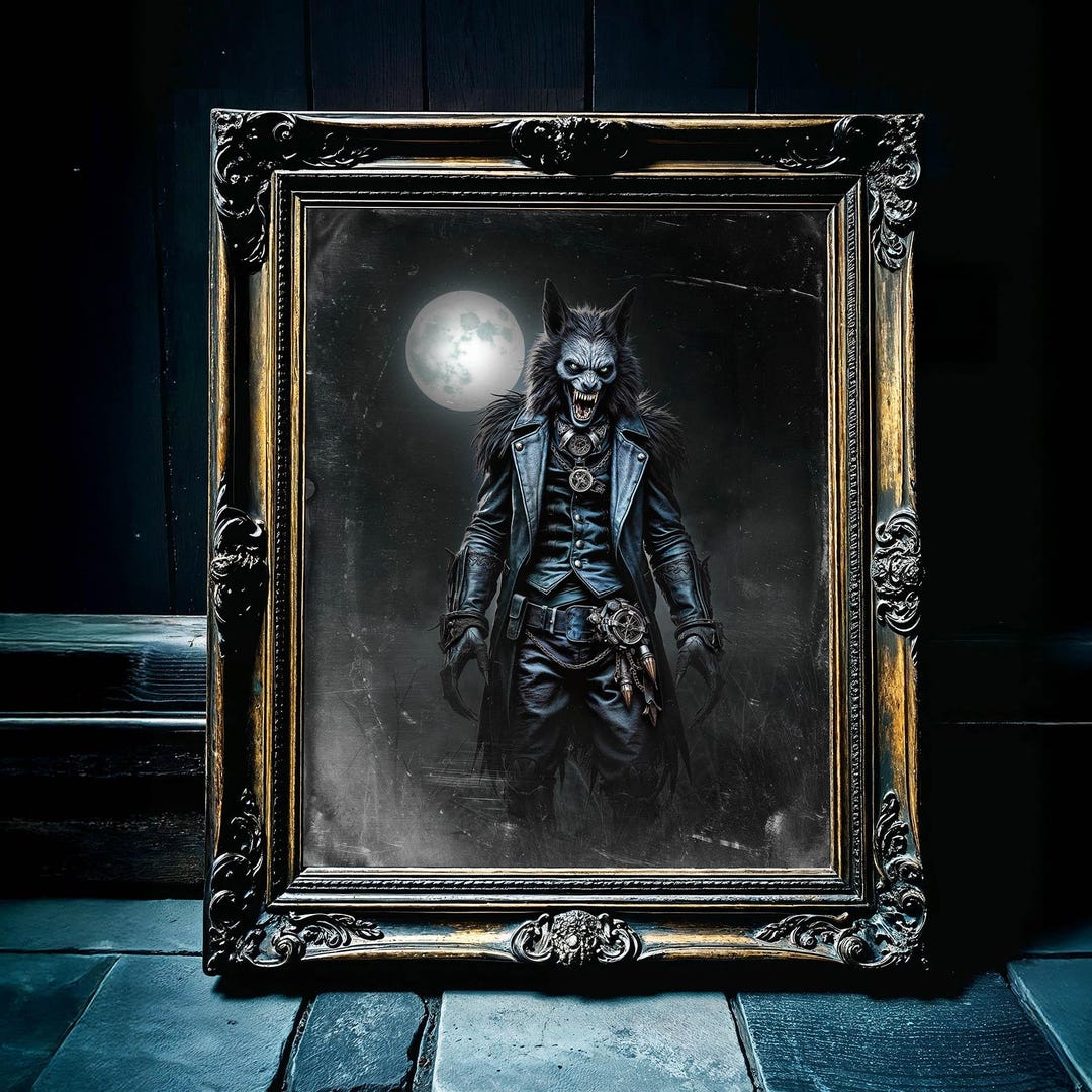 Steampunk Werewolf Art Print: Gothic Victorian Monster, Halloween Decor ...