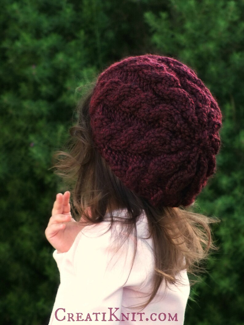Cable Hat Knitting Pattern Slouch Hat Pattern Slouch Beanie Knit Cable ...