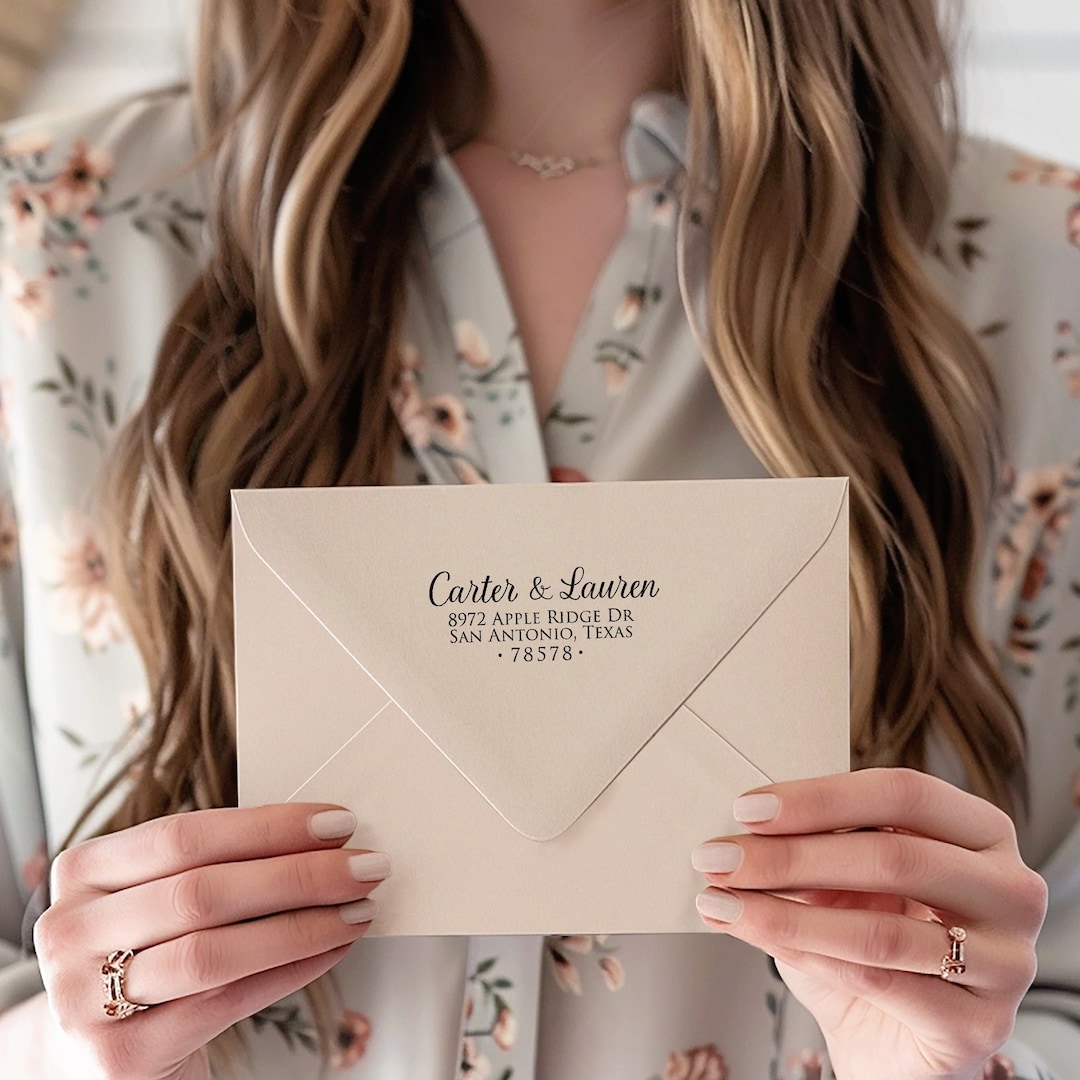 Personalized Address Stamp Self Inking Custom Stamp for Minimal Wedding ...