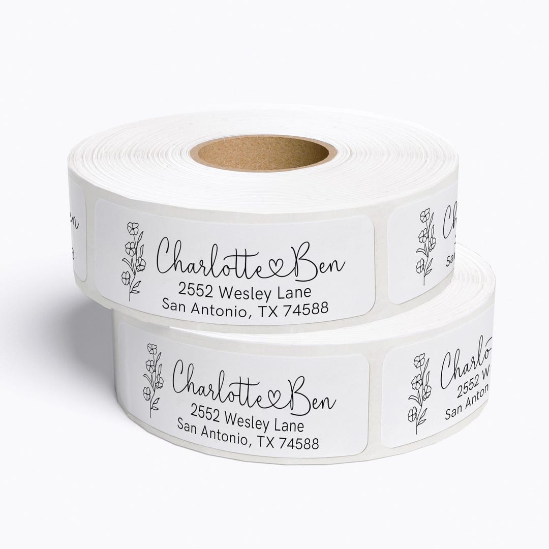 Custom Address Labels on Rolls. Personalized White or Clear Stickers ...